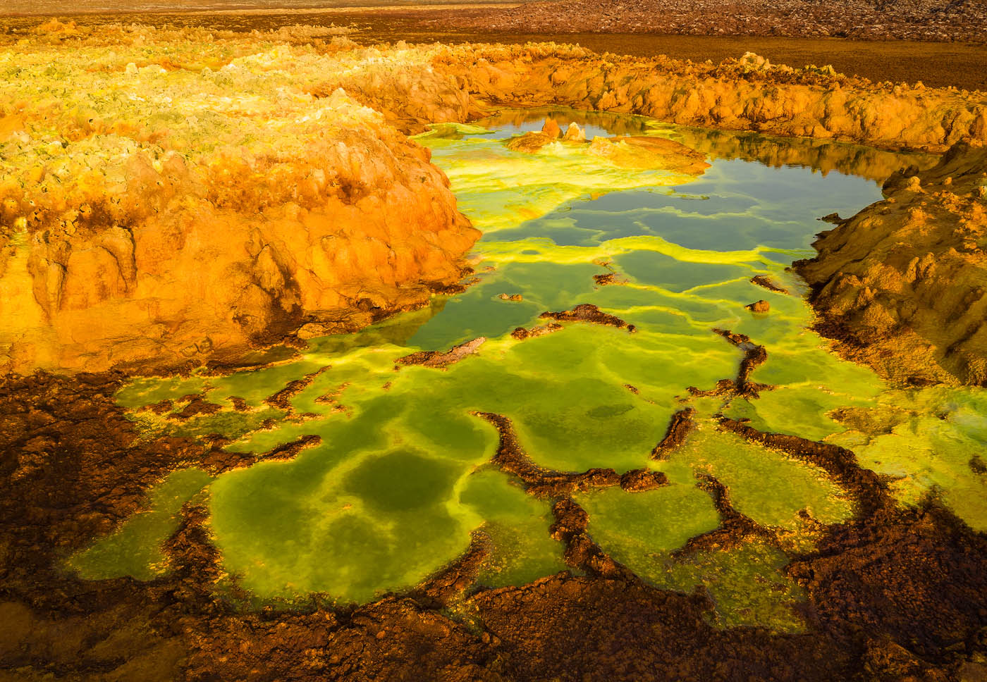 Acidic Patterns - An aerial of the sulfuric acid pools in the Dallol ...