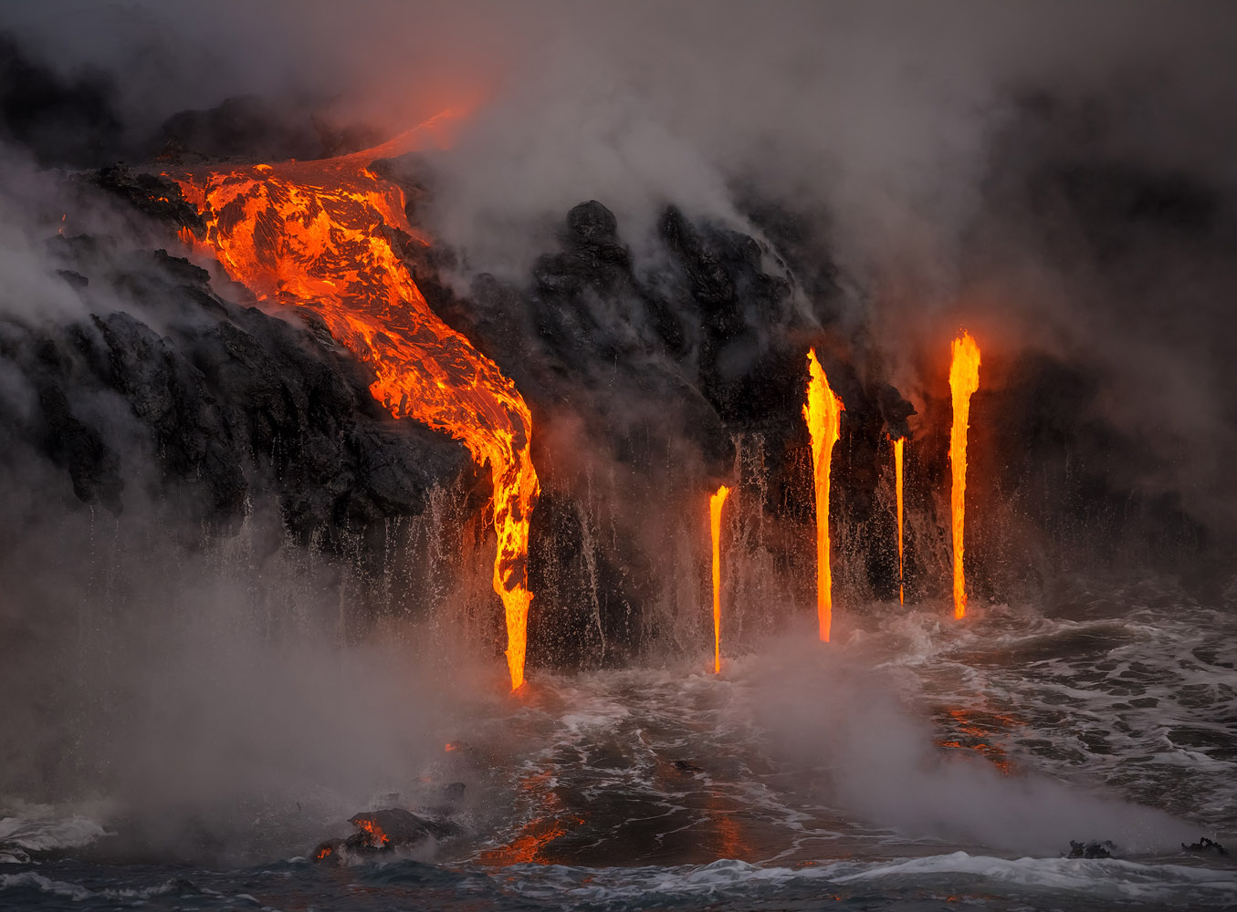 Steam Bath - Multiple of lava reaching the Pacific Ocean, creating some ...